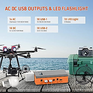 Portable Power Bank with AC Outlet, 65W/110V Portable Laptop Charger Battery Bank, 24000mAh/88.8Wh External Battery Power Pack,Backup Power Source for Outdoor Tent Camping RV Home Office Emergency