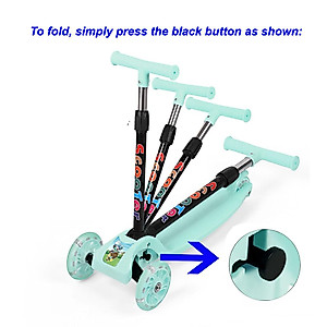 Scooters for Kids Toddler Scooter - Deluxe Aluminum 3 Wheel Glider w/Kick n Go, Lean 2 Turn Wheels, Step 4 Brake, Toddlers Training Three Wheeled Kid Ride on Toys Best for Little Boys & Girls - Black