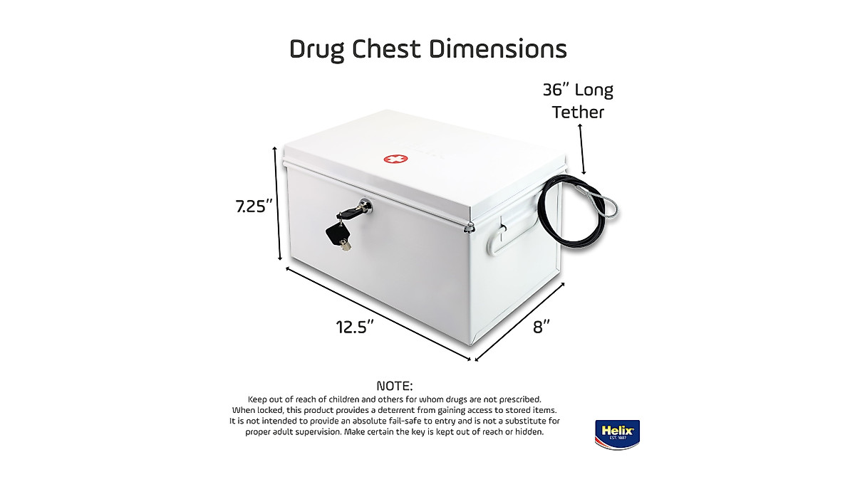 Helix Lockable Metal Security Chest for Medications | Wall Mountable