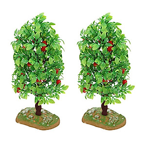 Beavorty 2pcs Model Trees with Bases Miniature Trees Model Garden Train Scenery Flower Trees Fake Architecture Trees Artificial Apple Trees for DIY Crafts Building Model Small Trees Model