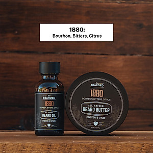 Live Bearded Beard Oil and Beard Butter Grooming Kit - 1880 - All-Natural Ingredients with Shea Butter, Argan Oil, Jojoba Oil and More - Beard Growth Support - Made in the USA