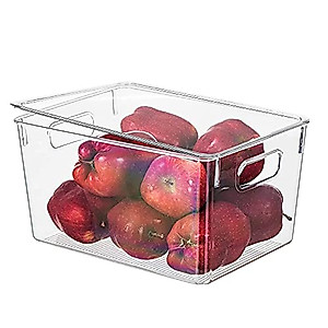 Refrigerator Organizer Bins with Lid, 8 Pack Plastic Freezer Organizer Bins for Freezer, Kitchen, Cabinets - Clear Pantry Organization and Storage Bins Fridge Organizers by GOLIYEAN (8 Pack)