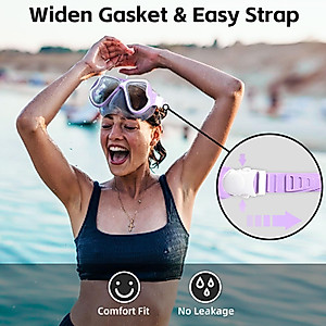 Freela Swimming Goggles Adult Swim Goggles with Nose Cover for Men Women Youth 180°Wide View Soft Silicone Skirt No Leak Open Water Pool Goggles Underwater Clear Scuba Snorkel Diving Mask for Beach