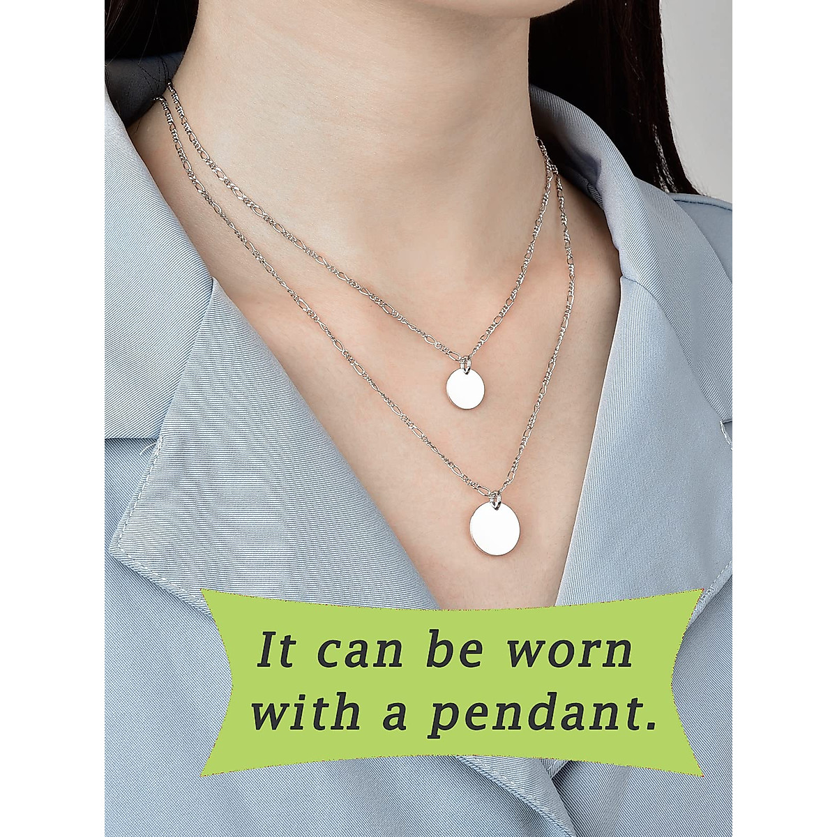 SILBERTALE 1.5mm Thin 925 Sterling Silver Italian Figaro Chain Necklace 14 inch