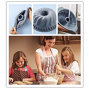 A person who loves life 10" Silicone Bundt Cake Pan, Non-Stick Silicone Bundt Pan with Handle, Home Baking DIY Cake Mold for Cake, Chocolate, Jelly, Bread, Gelatin (Nordic Grey)