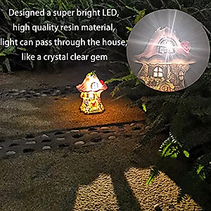 Trasfit Fairy Garden Statue House Figurine, Lovely Purple Flowers Tree House with Solar LED Lights for Indoor Outdoor Patio Yard Lawn Ornaments Gift (Purple Flowers Tree House)