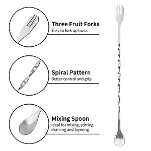 Vaincre 2PCS 9" Muddler and 10” Bar Spoon Cocktail Mixing Spoon and Tea Infuser Tea Strainer and Lid