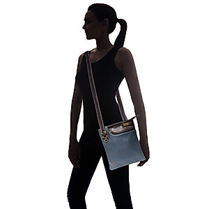 Chala Small Crossbody Phone Purse | SOFT Vegan Leather SWING Bag in Navy Blue Color (Dragonfly with Teal Flower)