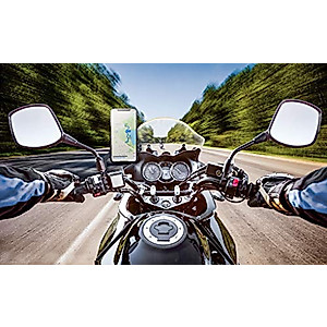 Homeet Motorcycle Phone Mount, Metal Motorcycle Phone Holder Motorbike Rearview Mirror Smartphone Holder Mount Universal 【Φ10mm】- 360° Rotation Adjustable - Aluminum Alloy