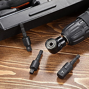 Power Hand Tools,Impact Driver Bit Set,360°Rotatable,3Pcs1/4"3/8"1/2"Hex Shank Set Power Drill Cordless Impact Sockets Bit Set Adapter,1/4Inch Hex Shank,to Drive for Adapters to Use with Drill Chucks