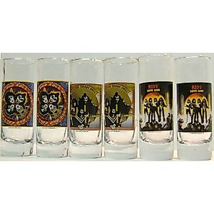 KISS Army Rock Band Concert Album Shot Shooter Glass Barware Drink Gift Set 6