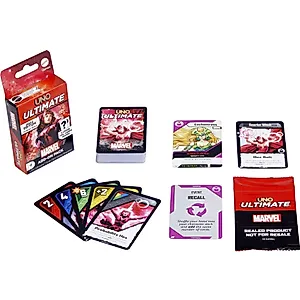 Mattel Games ​UNO Ultimate Marvel Card Game Add-On Pack with Scarlet Witch Character Deck & 2 Collectible Foil Cards, Gift for Collectors & Kids Ages 7 Years & Older