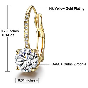 Hugitout Drop Dangle Earring for women, 14K Gold Plated Leverback Earrings with Cubic Zirconia Rhinestone Huggie Hoop Earings Fashion Jewelry for Girls