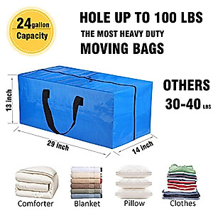 SGPAC King Mattress Bag for Moving 1 Pack, Moving Bags Heavy Duty Extra Large,Clothes Moving Storage Bags,Big Blue Storage Bags for Moving,Reusable Dorm Packing Bags,4 Pack
