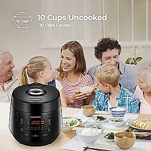 CUCKOO CRP-PK1001S | 10-Cup (Uncooked) Pressure Rice Cooker | 12 Menu Options: Quinoa, Scorched Rice, GABA/Brown Rice, Multi-Grain & More, Voice Guide, Made in Korea | Black