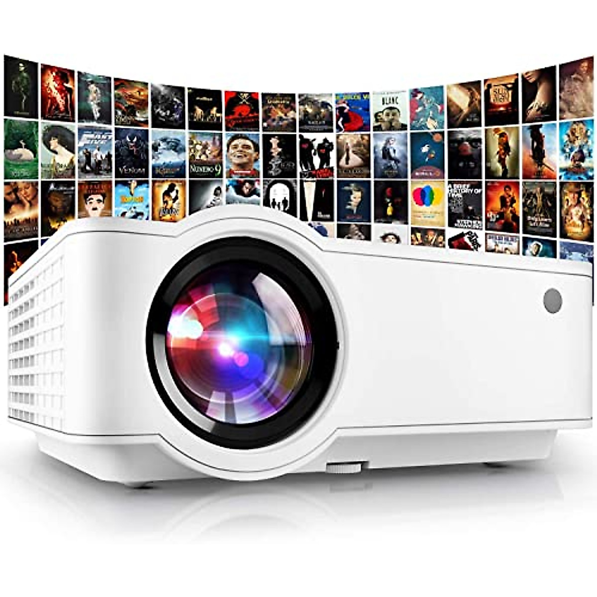 Mini Projector, 7500 Lux 210" Projector 1080P Supported Display with 52000 Hrs Portable LED Movie Projector Compatible with Phone Computer Laptop USB HDMI VGA-Home Office Outdoor Entertainment