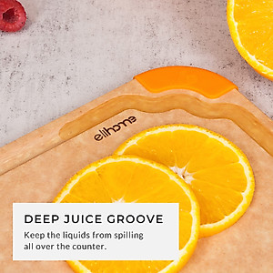 Elihome Premium Series Color Code Wood Fiber Dishwasher Safe Cutting board for Kitchen, Made in USA, Food Icon, Eco-Friendly, Juice Grooves, Non-Porous, Non-slip Feet, SMALL 10 x 7