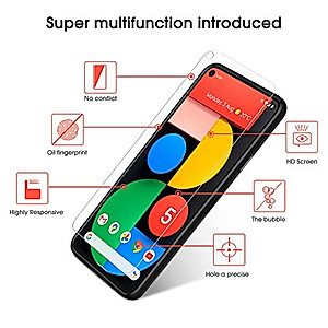 OMOTON [3 Pack] Screen Protector for Google Pixel 5 - Tempered Glass/Alignment Frame/Anti Scratch Screen Protector for Google Pixel 5