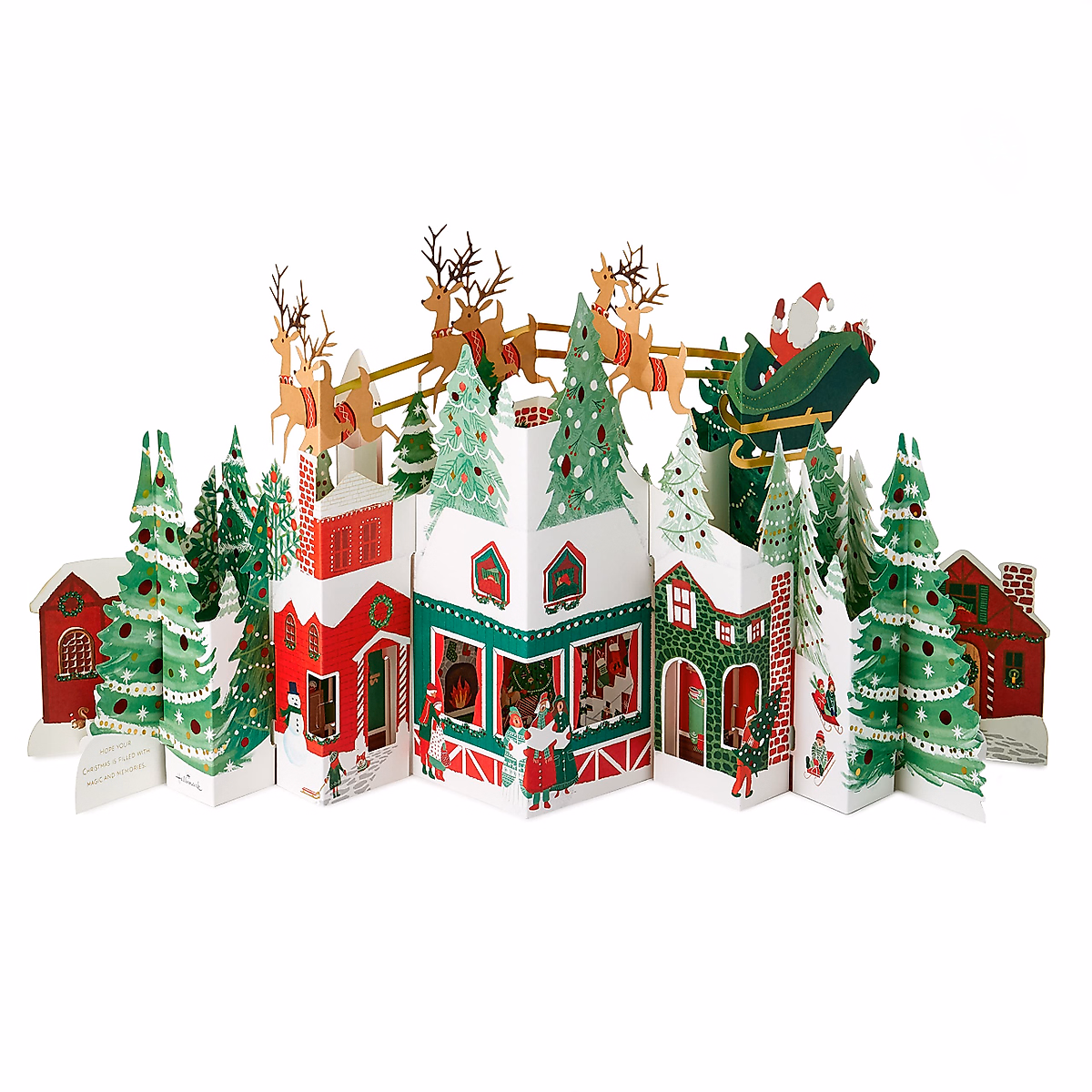Hallmark Paper Wonder Pop Up Jumbo Christmas Card Holiday Tabletop Decor (Accordion Fold Christmas Village)