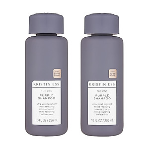 Kristin Ess Hair The One Purple Shampoo, Toning for Blonde Hair, Neutralizes Brass + Yellow Tones, Sulfate, Silicone and Paraben Free, 10 Fl Oz (Pack of 2)