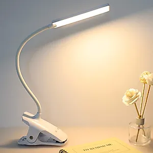 deaunbr LED Reading Light with Clip USB Rechargeable Book Lights, Eye Protection 24 LEDs Flexible Neck Night Bed Lamp, Touch Control Portable Clamp Desk Lamps for Bed Headboard, Computers