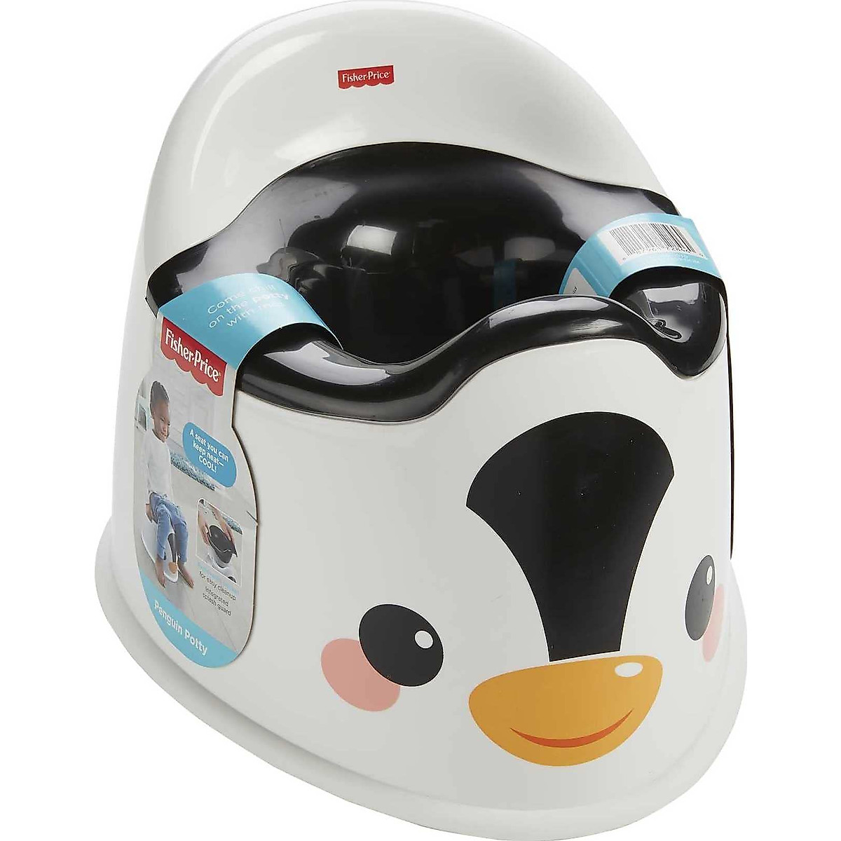 Fisher-Price Toddler Toilet Penguin Potty Training Seat, Portable Chair with Handles for Kids and Removable Bowl
