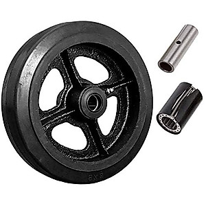 CasterHQ 8" X 2" RUBBER ON CAST IRON WHEEL - 650 LBS CAPACITY - Replacement Caster Wheel - Commercial/Industrial Application - 8 inch x 2 inch - Medium/Heavy Duty
