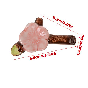 LARATH 6 Pieces Ceramic Chopsticks Rest Rack Cherry Blossom Chopsticks Holder Rest Dinner Spoon Stand for Dinner Fork Knife Tableware Writing Paint Brush, Pink