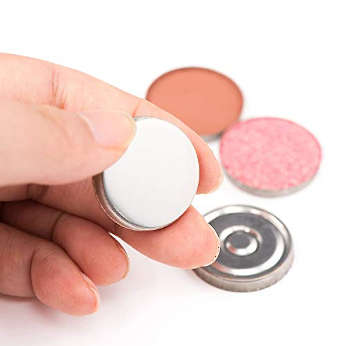 Allwon 100Pcs Metal Stickers for Magnetic Palette Empty Eyeshadow Makeup Palette + Depotting Spatula (50Pcs Round + 50Pcs Square)