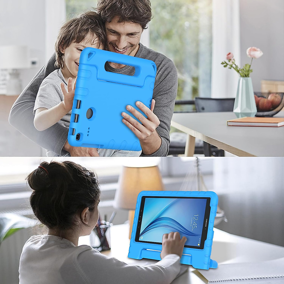 BMOUO Kids Case for Samsung Galaxy Tab E 8.0 inch - EVA Shockproof Case Light Weight Kids Case Super Protection Cover Handle Stand Case for Kids Children for Samsung Galaxy TabE 8-inch Tablet - Blue