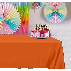 DecorRack 6 Pack Rectangular Tablecloths BPA-Free Plastic, 54 x 108 inch, Dining Table Cover Cloth, Orange (6 Pack)