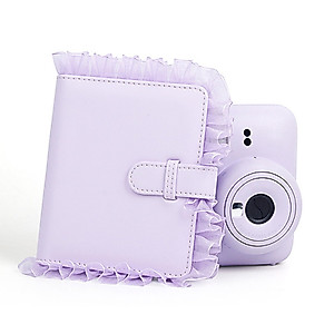 Camera Picture Holder, Universal Mini Film Photo Album with Cute Lace for Display (Purple)