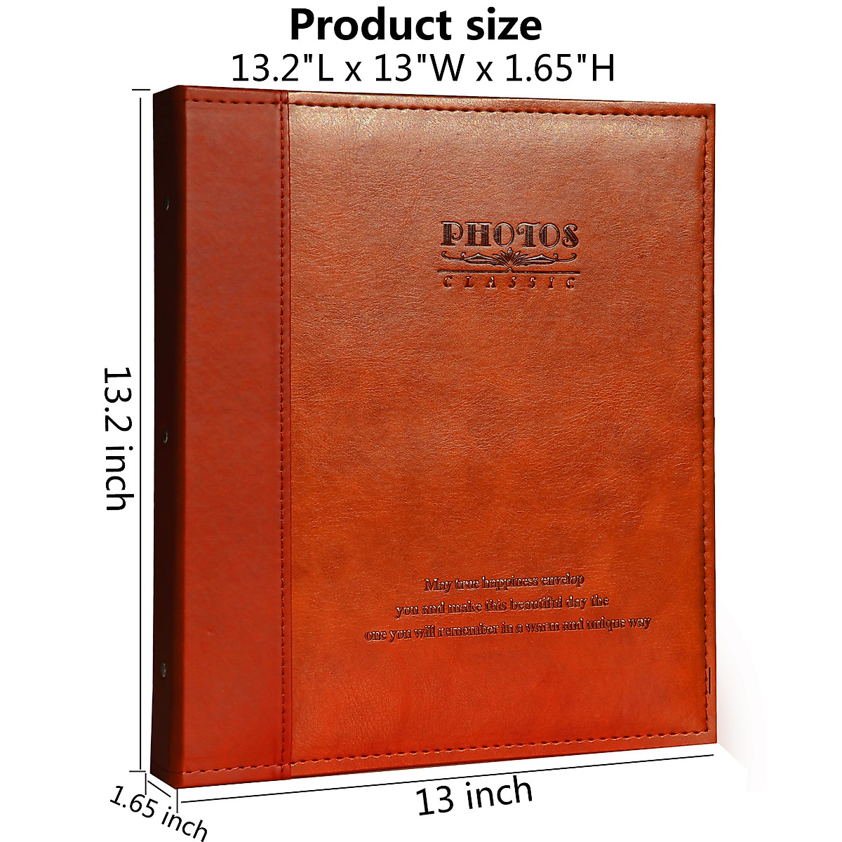 ZOVIEW Magnetic Self-Stick Page Photo Album, Family Album, Leather Cover, Hand Made DIY Albums Holds 3X5, 4X6, 5X7, 6X8,8X10 Photos A52035 (Red Brown, Large)