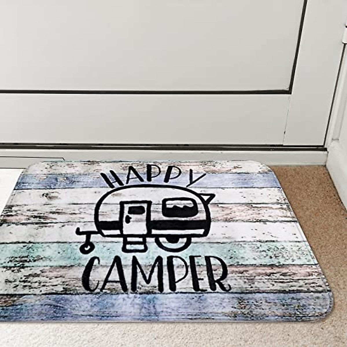 16x24 inches Happy Camper Non-Slip Doormat Bath Mat,Entrance Rug for Front Door Kitchen Floor Bath Tub Bedroom