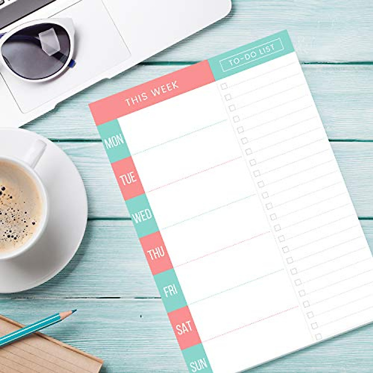 Daily Planner by Sweetzer & Orange - Undated 2023 Planner Plus to Do List – Teal/Orange Magnetic Weekly Planner and Day Planner Notepad - Organizer Planners for College Student, Office or Home