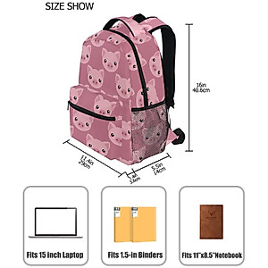 ZZKKO Cartoon Animal Pig School Backpacks Book Bag for Boys Girls Travel Hiking Camping Daypack Work Laptop Backpack Pink
