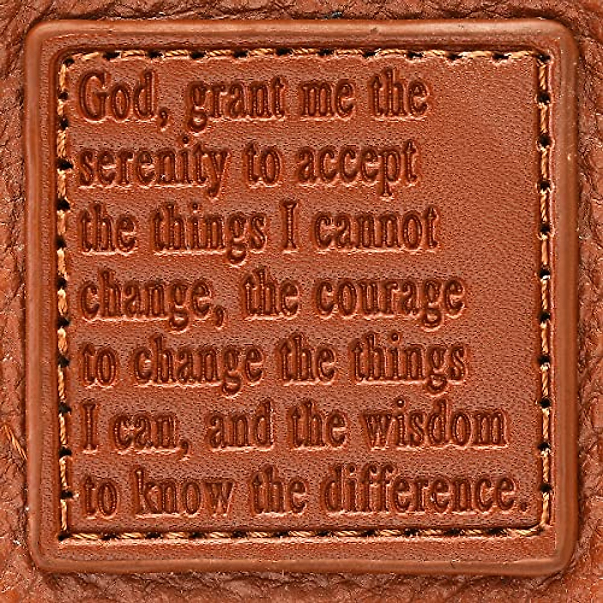 Steeltime Unisex Super Soft Leather Crossbody Bag with Lords Prayer or Serenity Prayer Patch with Carrying Strap (Serenity Prayer/Dark Brown)