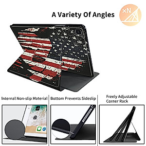 Rotating Case for Samsung Galaxy Tab A 10.1 Inch Model SM-T510/SM-T515 2019,360 Degree Rotating Smart Stand Fold Cover with Auto Wake/Sleep,American US Flag