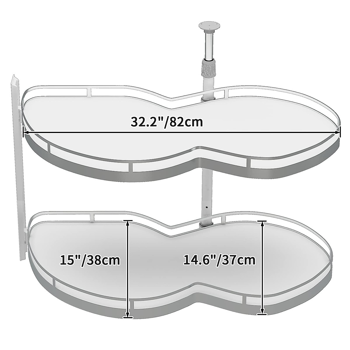 WHIFEA Blind Corner Pull Out Cabinet Organizer, Soft Close 2 Tier Swing Tray, Non-Slip Spice Rack for 36 inch Kitchen Cabinet, Heavy Duty Storage Organizer, Adjustable Height