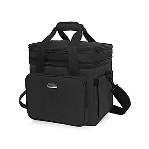 ESMNOAN 21L Large Lunch Bag, Waterproof Leakproof, Double Deck Lunch Box, Keep Warm or Cold For Work Travel Picnic, Black