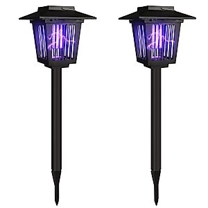 Solar Bug Zapper Outdoor, Solar Mosquito Zapper Led Mosquito Killer Light for Indoor Outdoor, 2 Pack