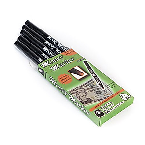 Money Marker (5 Counterfeit Pens) - Counterfeit Bill Detector Pen with Upgraded Chisel Tip - Detect Fake Counterfit Bills, Universal False Currency Pen Detector Pack