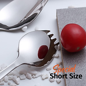 KAISHANE 6-Pack 18/10 Stainless Steel Sporks, 6.1-Inch, Multi-use Salad Fork & Dessert Spoon, Reusable Ice Cream & Fruit Utensils, Home, Camping, Travel, Easy Clean