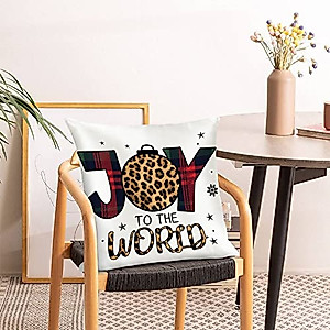 Joy to The World Decorative Throw Pillows for Couch 18x18 Winter Snowman Snowflakes Modern Cooling Silk Pillow Shams for Sofa Bedroom Car Couch Zippered Thanksgiving Gifts