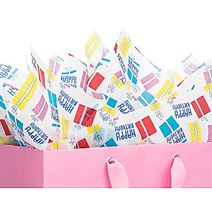 K-Kraft Birthday Metallic Tissue Paper – 102 Sheets – 20x20 Inch Sheets – 33 Red Sheets, 24 White Sheets, 45 Printed Sheets – Gift Wrapping Paper – Crafts by K-Kraft