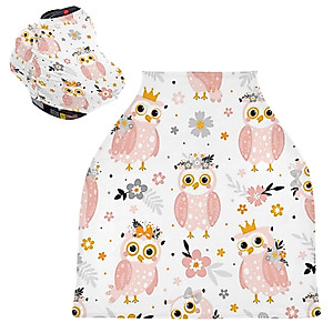 Nursing Cover Breastfeeding Scarf Pink Cute Owl Print- Baby Car Seat Covers, Stroller Cover, Carseat Canopy(8rh3c)