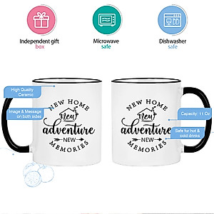 Cabtnca House Warming Gifts New Home, New Home New Adventure New Memories Mug set, Housewarming Gift, New Home Gifts for Home, Housewarming Gifts for New House Couple Women, 11Oz Pack of 2
