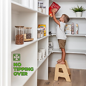 Wooden Step Stools for Kids - Sturdy, Non-Slip, Non-Tip Toddler Step Stool for Bathroom Sink for Your Little One - Varnished