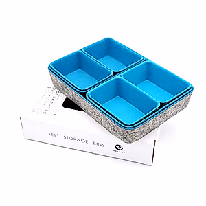 Welaxy Drawer organizers bins felt storage bin office organizer Shallow Small Desk organizer trays Draw dividers 7-piece (Turquoise)