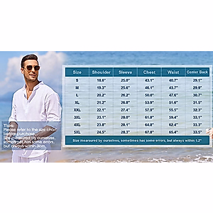 COOFANDY Men's Cotton Linen Henley T-Shirts Long Sleeve Hippie Casual Beach T-Shirts